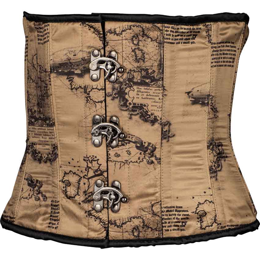 Steampunk Map Clasp Underbust Corset - DR-1020 - Medieval Collectibles