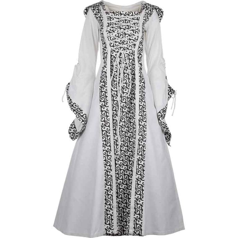White Medieval Maiden Hooded Dress - MCI-108 - Medieval Collectibles