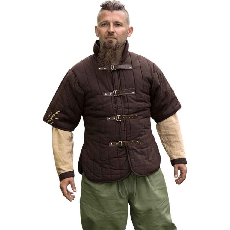 Knightly Half Sleeve Gambeson - Ecru - HW-700948W - Medieval Collectibles