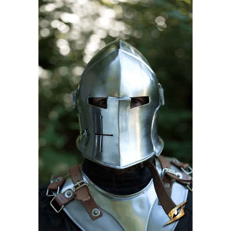 Barbuta Helmet | Polished Metal Finish