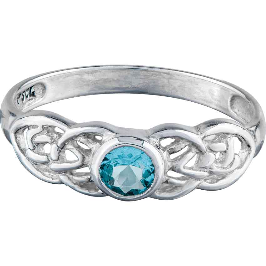 Celtic Knot Round Gemstone Ring - PS-WZTR1742 - Medieval Collectibles