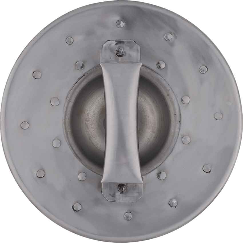 Scalloped Buckler Leather Covered - 9 Inch - AB0125 - Medieval Collectibles