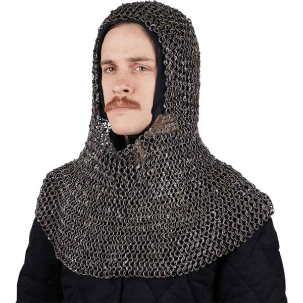 Round Ring Chainmail Coif - AB2556 - Medieval Collectibles