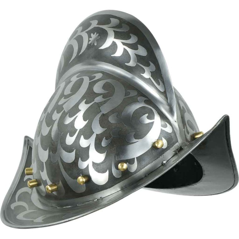 Engraved Comb Morion Helm - AH-3809E - Medieval Collectibles
