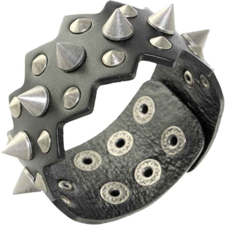Classic Spiked Punk Rock Wristband - AST-1117 - Medieval Collectibles