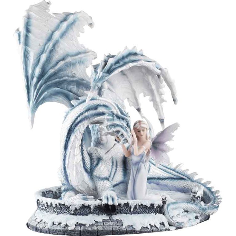 Fantasy Ice Fairy with Dragon Statue - CC11242 - Medieval Collectibles