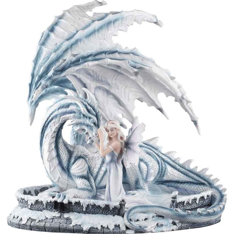 Fantasy Ice Fairy with Dragon Statue - CC11242 - Medieval Collectibles