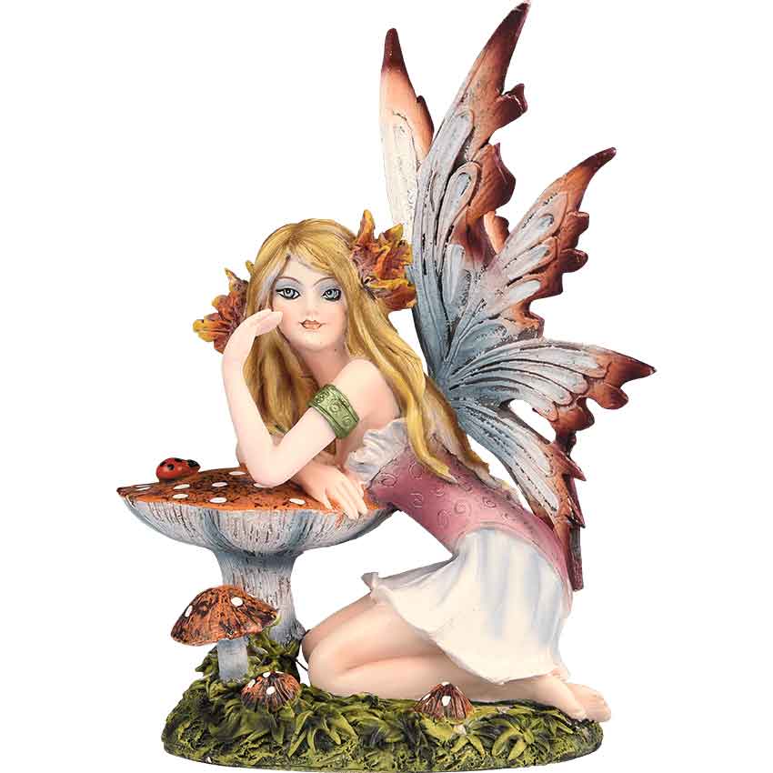 Autumn Leaf Toadstool Fairy Statue - CC11387 - Medieval Collectibles