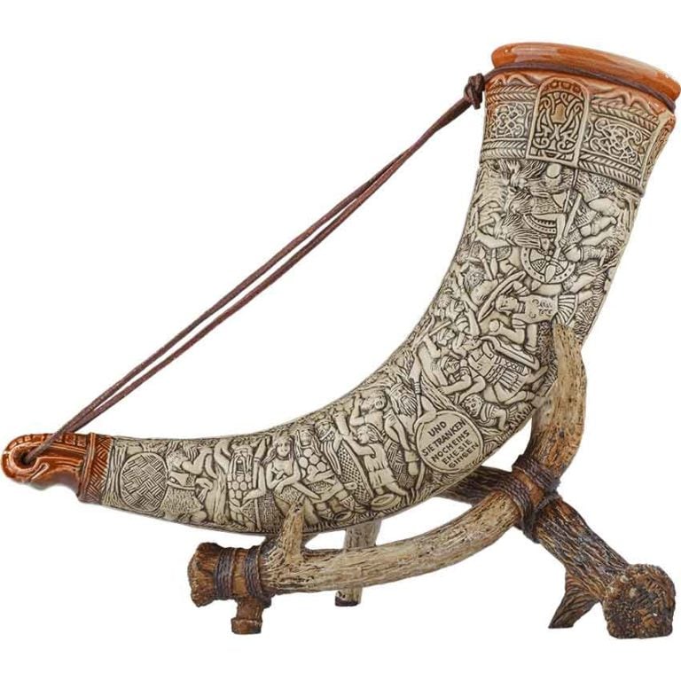 German Drinking Horn with Stand - CG3902 - Medieval Collectibles