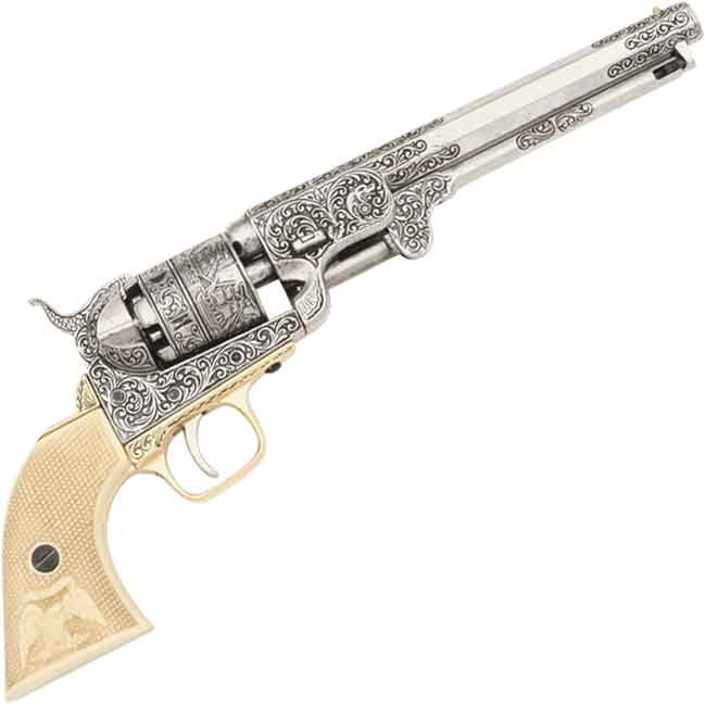 1851 Engraved Navy Revolver Black - FD1040B - Medieval Collectibles