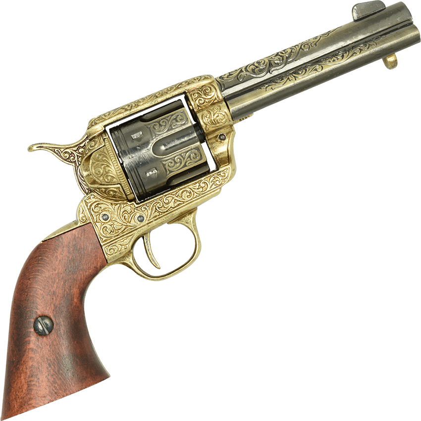 .45 Army Revolver Engraved Brass - FD1280L - Medieval Collectibles