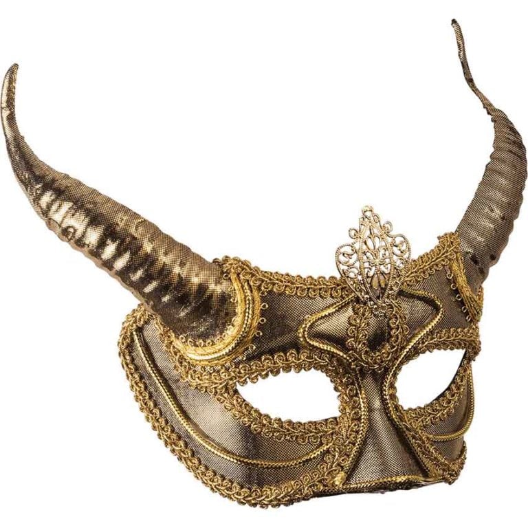 Glittering Gold Faun Mask - FM-79550 - Medieval Collectibles