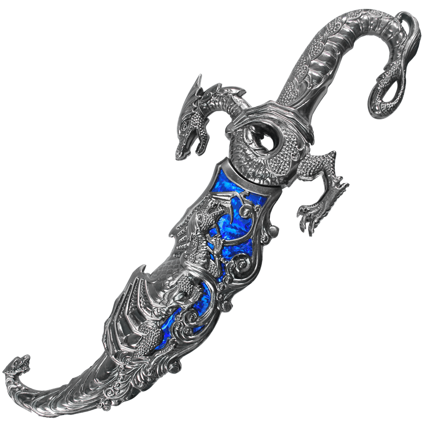 Ornate Dragon Dagger with Blue Scabbard - NP-H-855-BL - Medieval ...