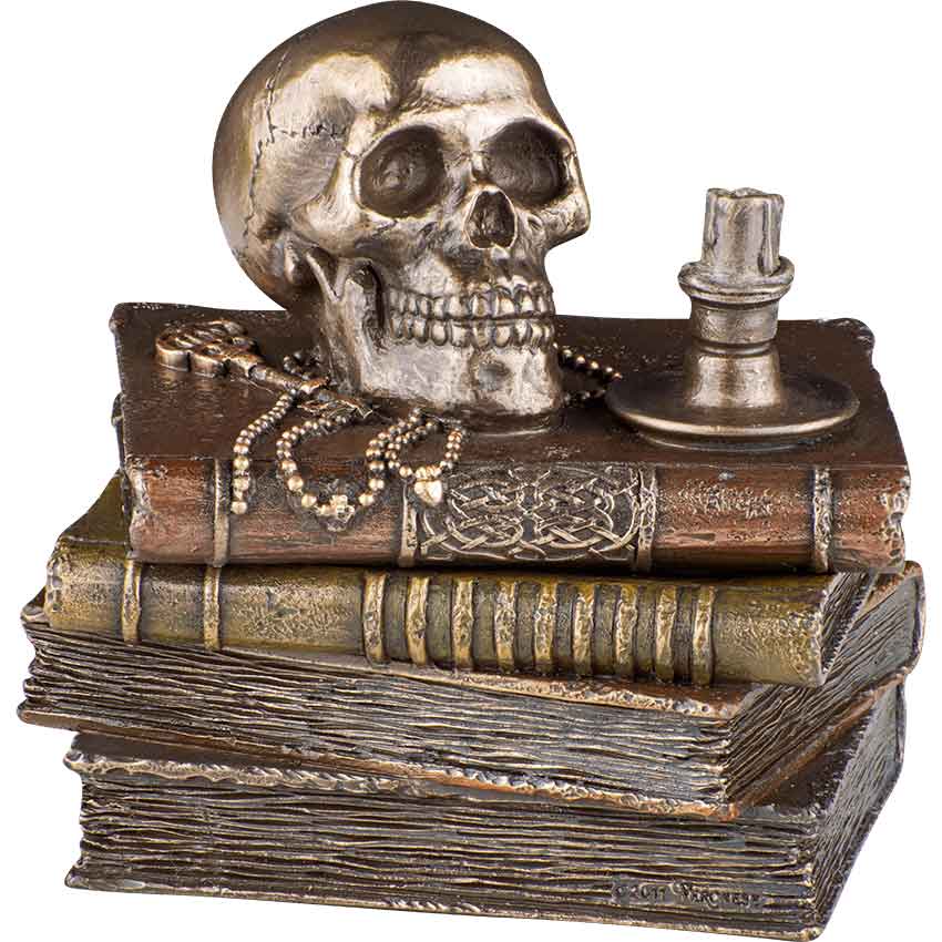 Wizard's Study Trinket Box With Skull And Candle - WU-1016 - Medieval ...