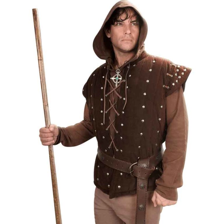 Bandit Hooded Shirt - Brown - 101721 - Medieval Collectibles