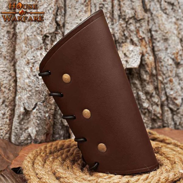 Simple Leather Wrist Bracer- Brown - HW-700978 - Medieval Collectibles