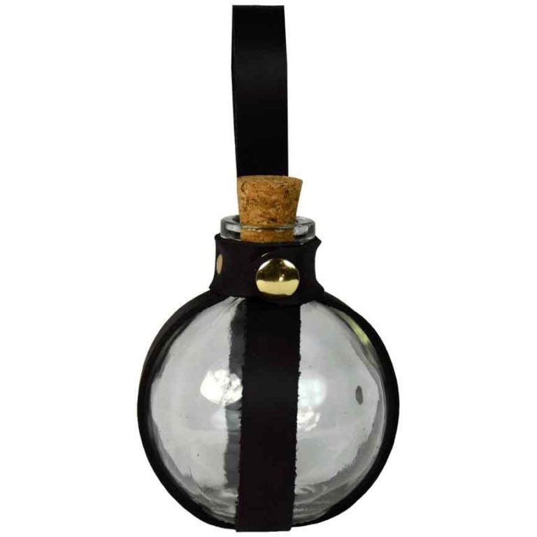 Round Glass Bottle with Holder - DK1028 - Medieval Collectibles