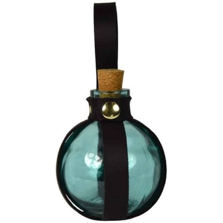 Round Glass Bottle with Holder - DK1028 - Medieval Collectibles