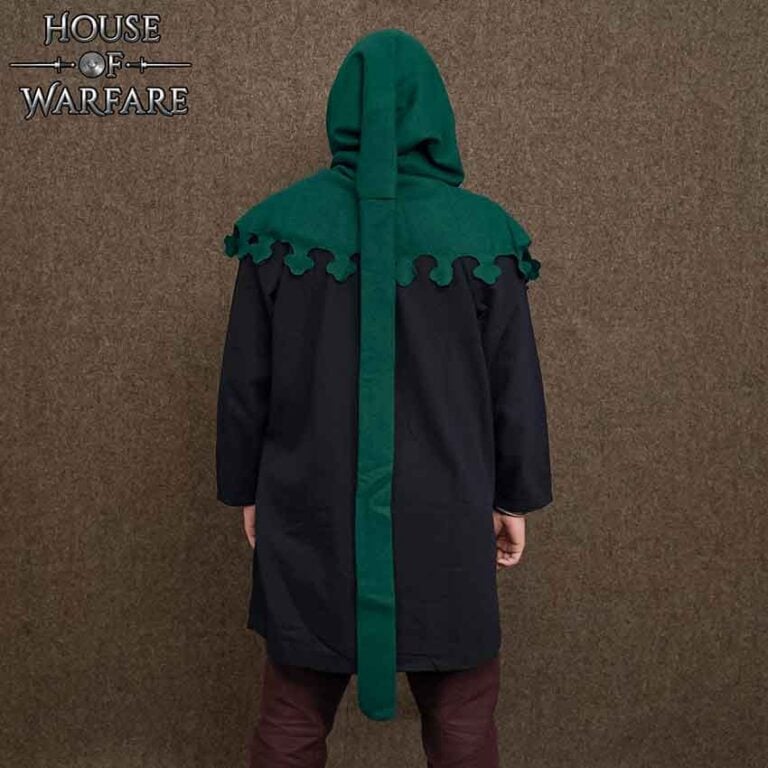Wool Medieval Liripipe Hood - Green - HW-701411G - Medieval Collectibles