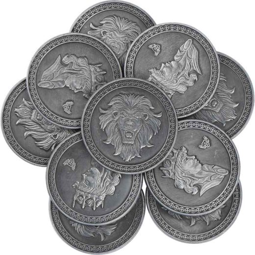 Set of 10 Silver King LARP Coins - MY101158 - Medieval Collectibles