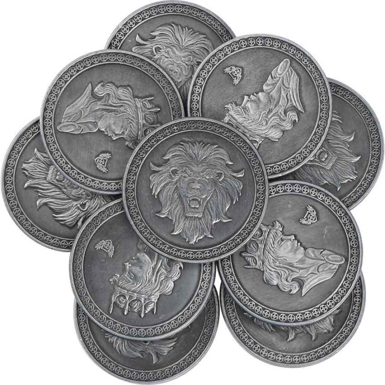 Set of 10 Silver King LARP Coins - MY101158 - Medieval Collectibles