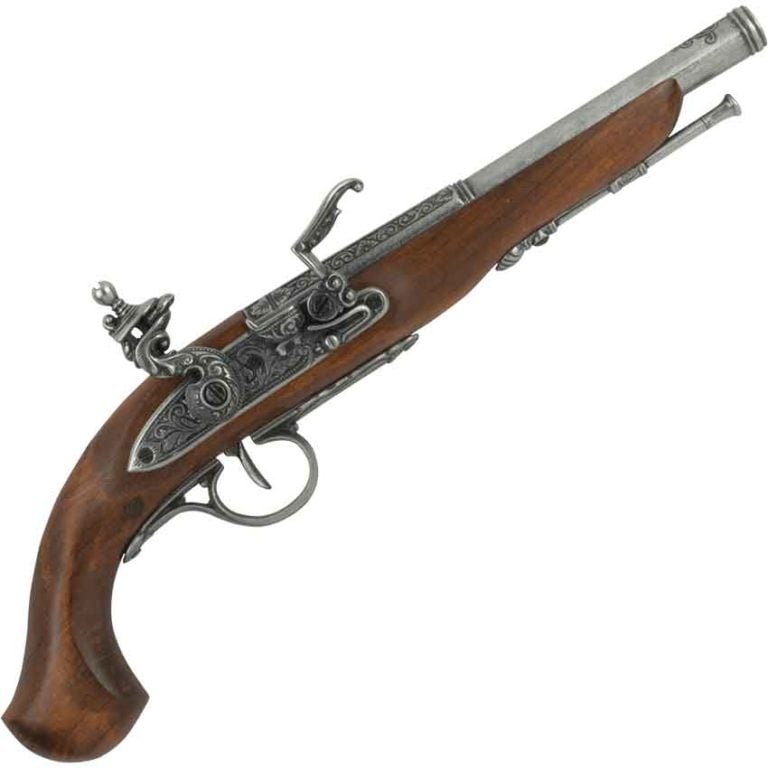 Left-Handed Grey English Flintlock Pistol - AC-22-1129G - Medieval ...