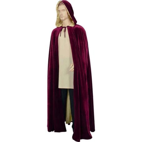 Long Velvet Cloak with Hood - MCI-613 - Medieval Collectibles