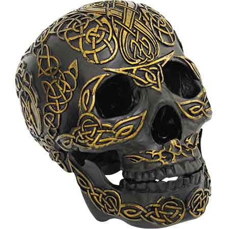 Golden Celtic Skull Statue - CC10668 - Medieval Collectibles