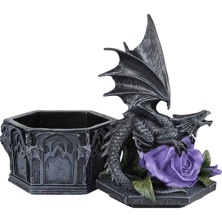 Purple Rose Dragon Trinket Box