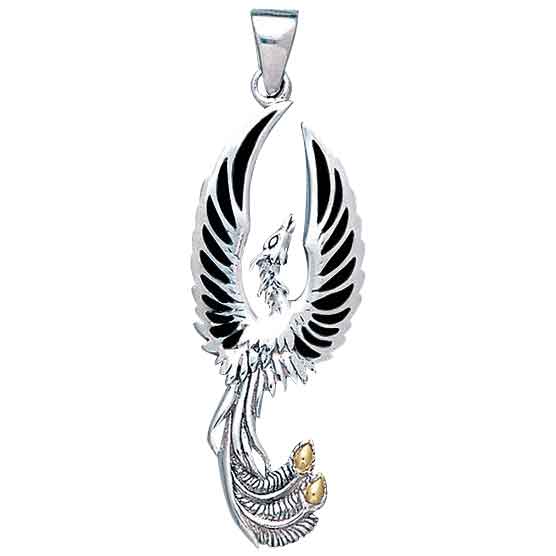 Silver Phoenix Rising Pendant - PS-TPV2838 - Medieval Collectibles