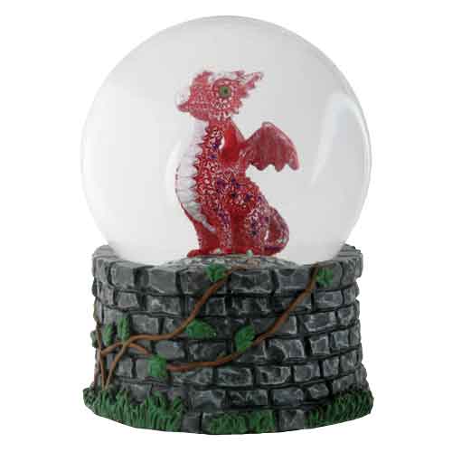 Red Baby Dragon Water Globe - SC7993 - Medieval Collectibles