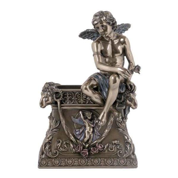 Cherub Holding Rose Pen Holder - WU-1193 - Medieval Collectibles