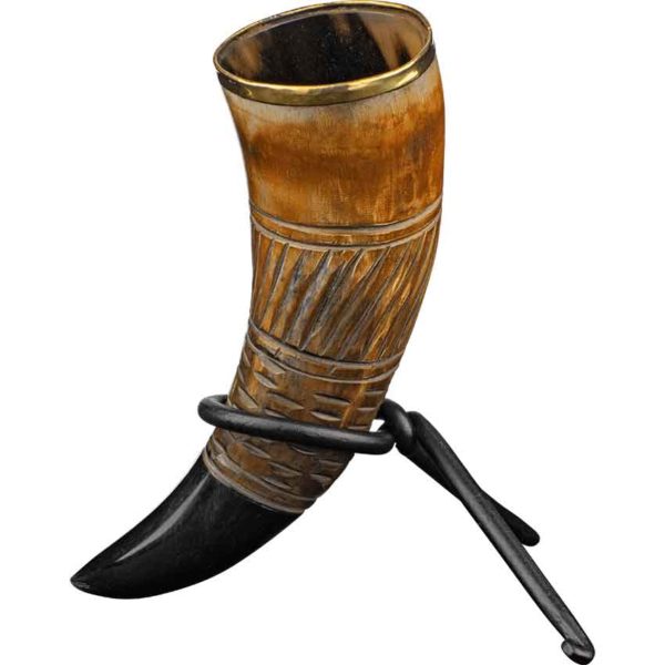 Carved Spiral Drinking Horn