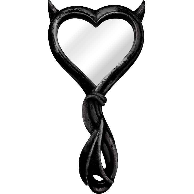 Black Devil Heart Hand Mirror