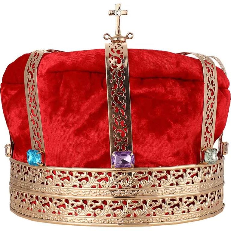Royal Cross Red Velvet Kings Crown - ST3198 - Medieval Collectibles