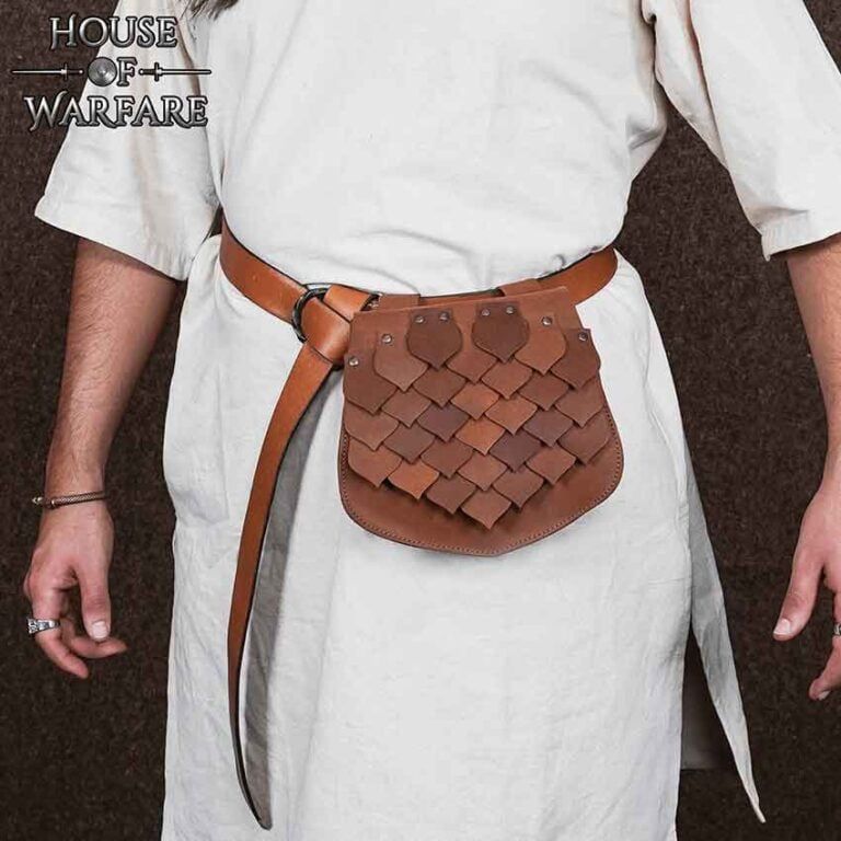 Leather Dragon Scale Belt Bag - Brown