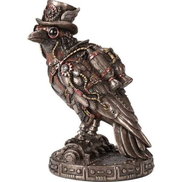 Bronze Steampunk Raven Statue
