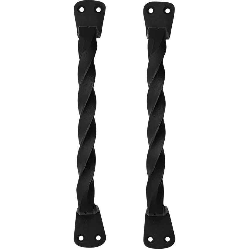 Twisted Iron Door Handles - 9 Inch - Set of 2