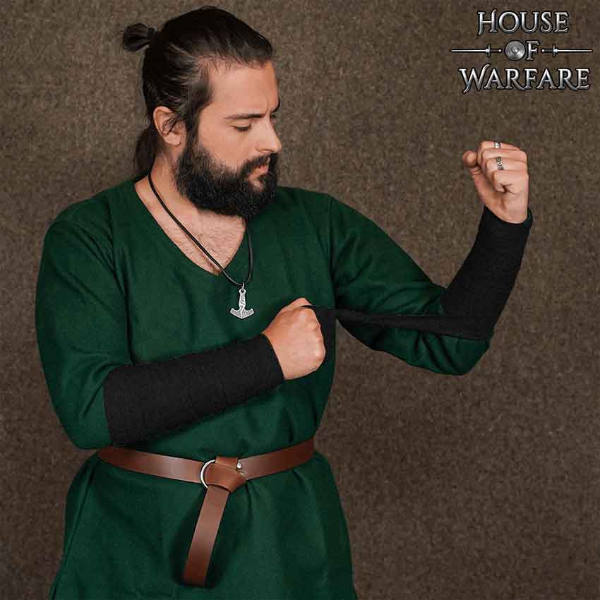 Canvas Viking Arm Wraps with Brooches - Black