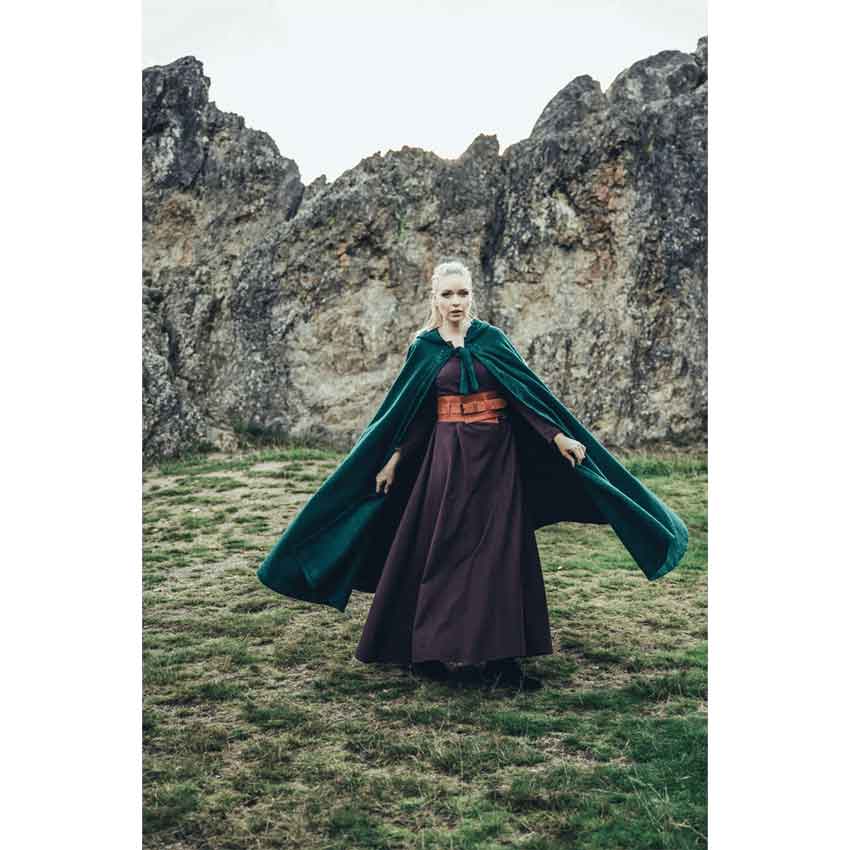 Alma Embroidered Wool Cloak - Green