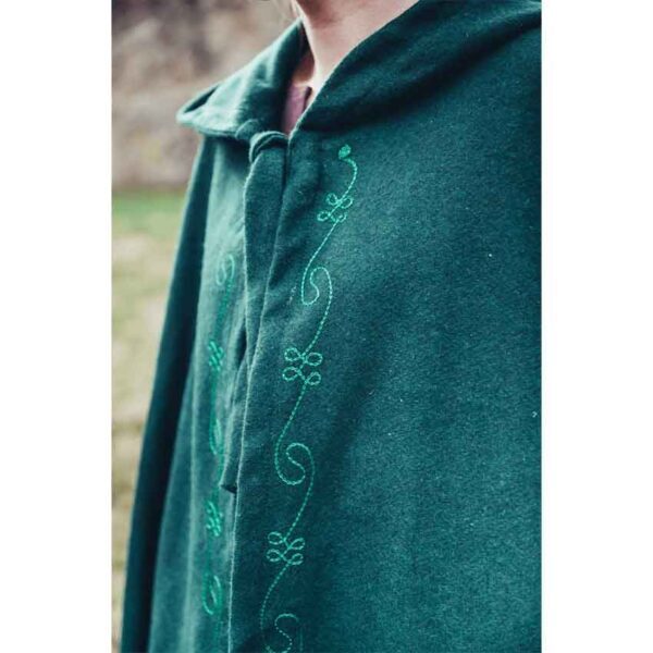 Alma Embroidered Wool Cloak - Green