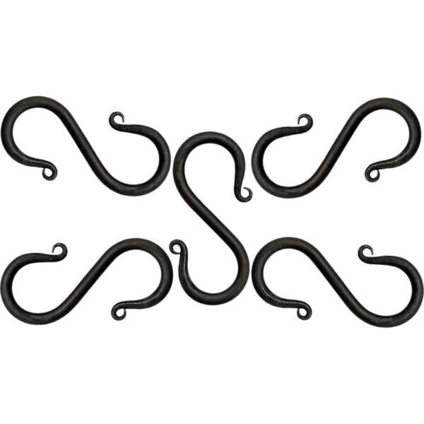 Iron Hand Forged Medieval S Hooks - Set of 5 - Medium