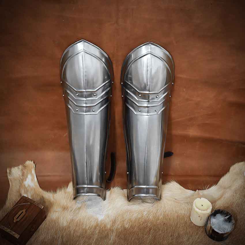 Gerold Medieval Knight Greaves - Polish