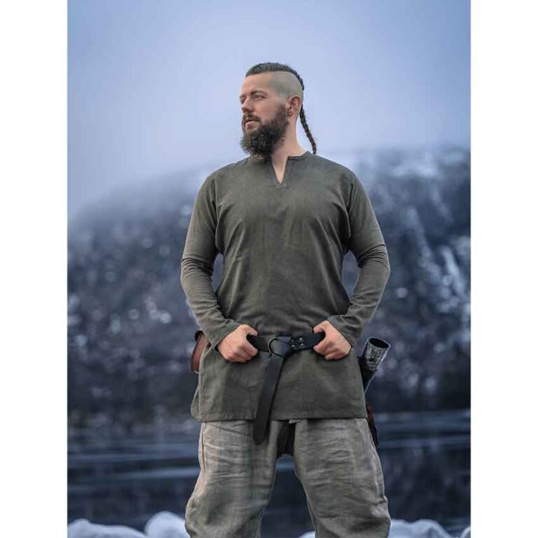 Ragnar Linen Viking Tunic – Olive Green