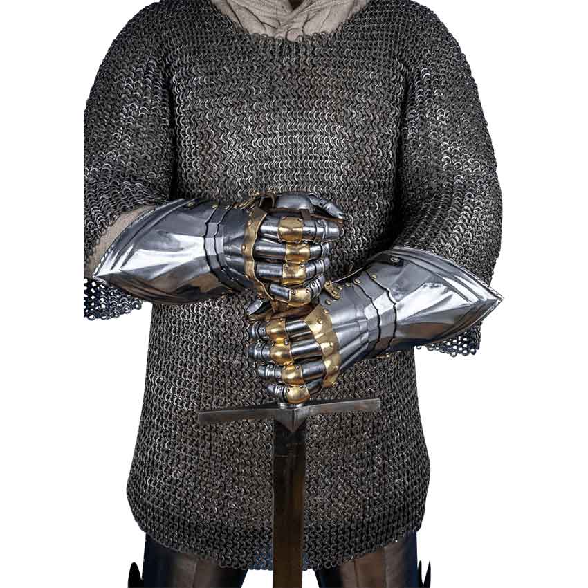 15th Century German Gauntlets with Brass Accent