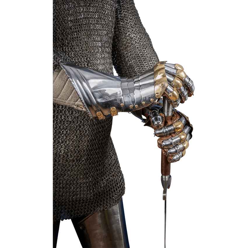 15th Century German Gauntlets with Brass Accent