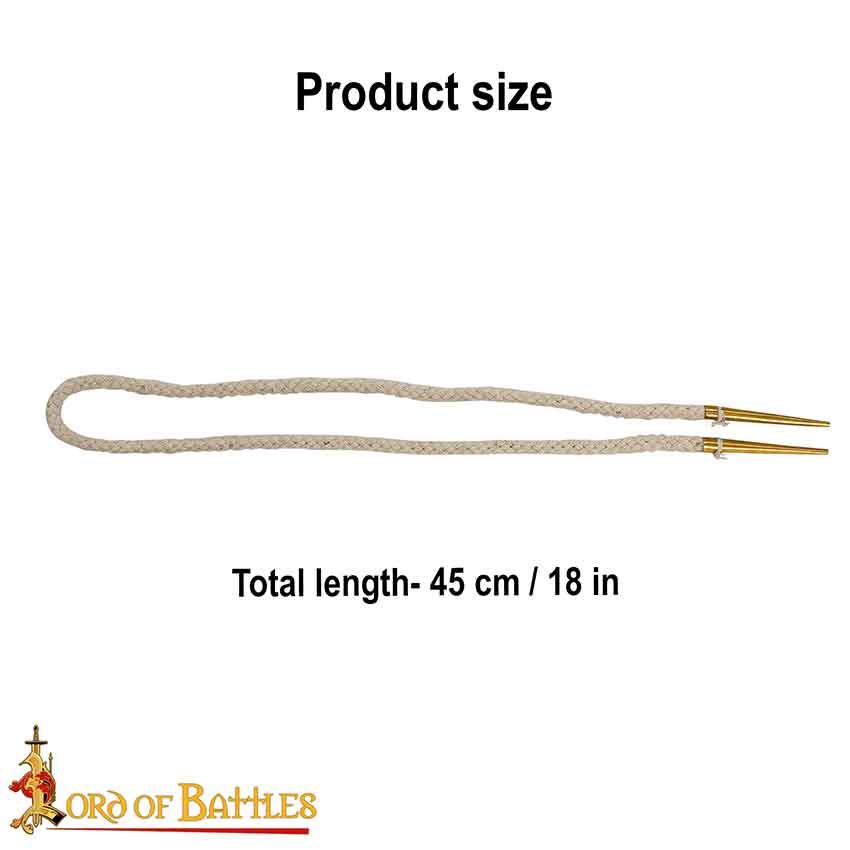 Brass Tip Medieval Tie Strings - Ecru - Set of 5