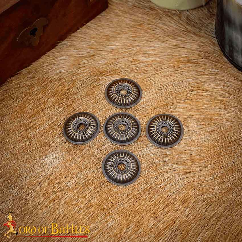 Sun Knight Medieval Brass Washers - Set of 5