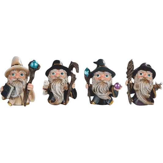 Set of 4 Mini Wizard Statues
