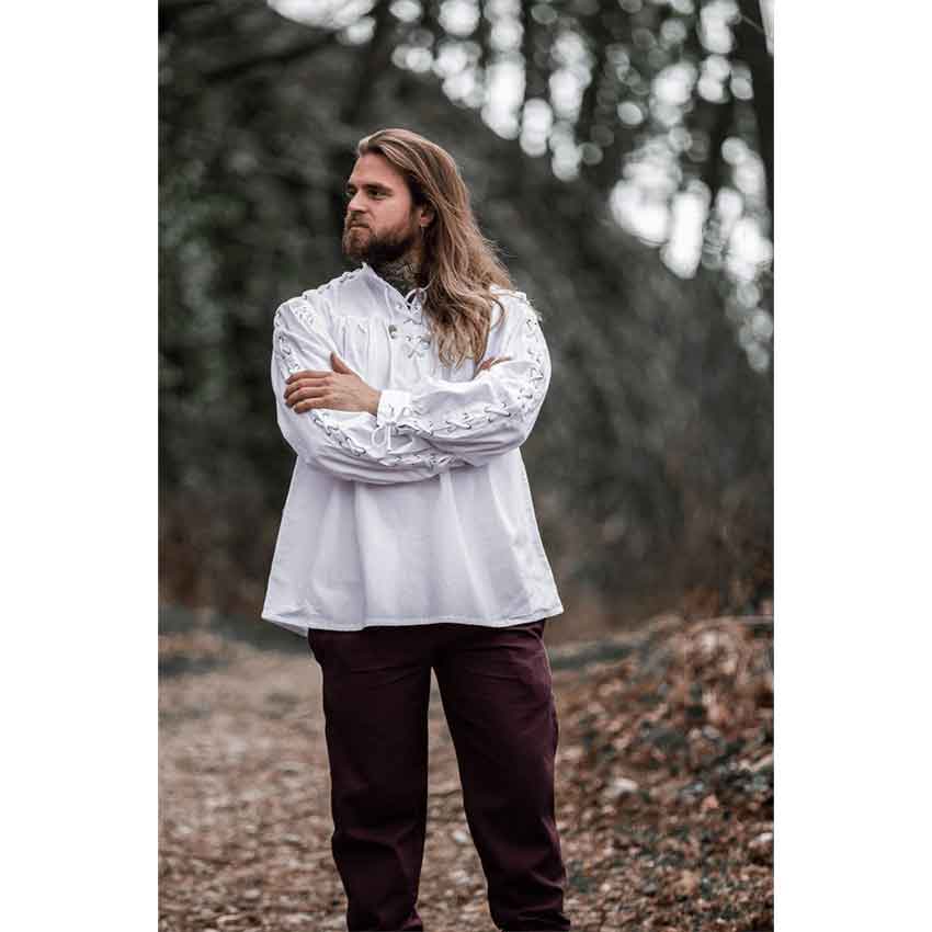 Adrian Medieval Lace-Up Shirt - White